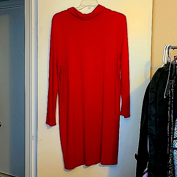 J. Jill | Dresses | Jjill Funnel Neck Red Dress | Poshmark